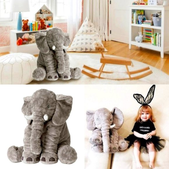 Toys | Large Plush Grey Stuffed Elephant Toy | Poshmark